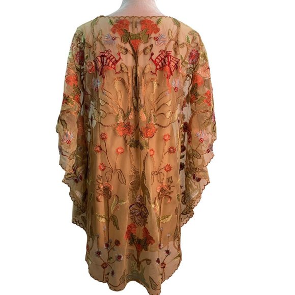 Tolani | Tops | Tolani Collection Embroidered Danika Beige Mesh Caftan ...